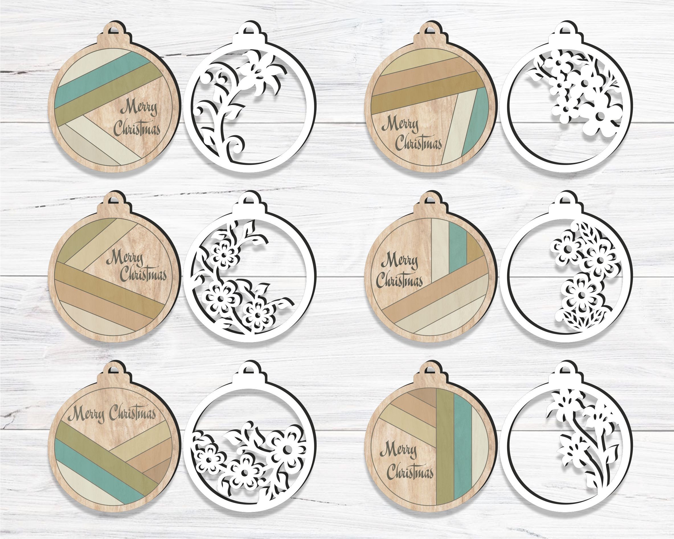 Christmas Ornament Svg, Laser Cut File, Flourish Farmhouse Style, Blank ...