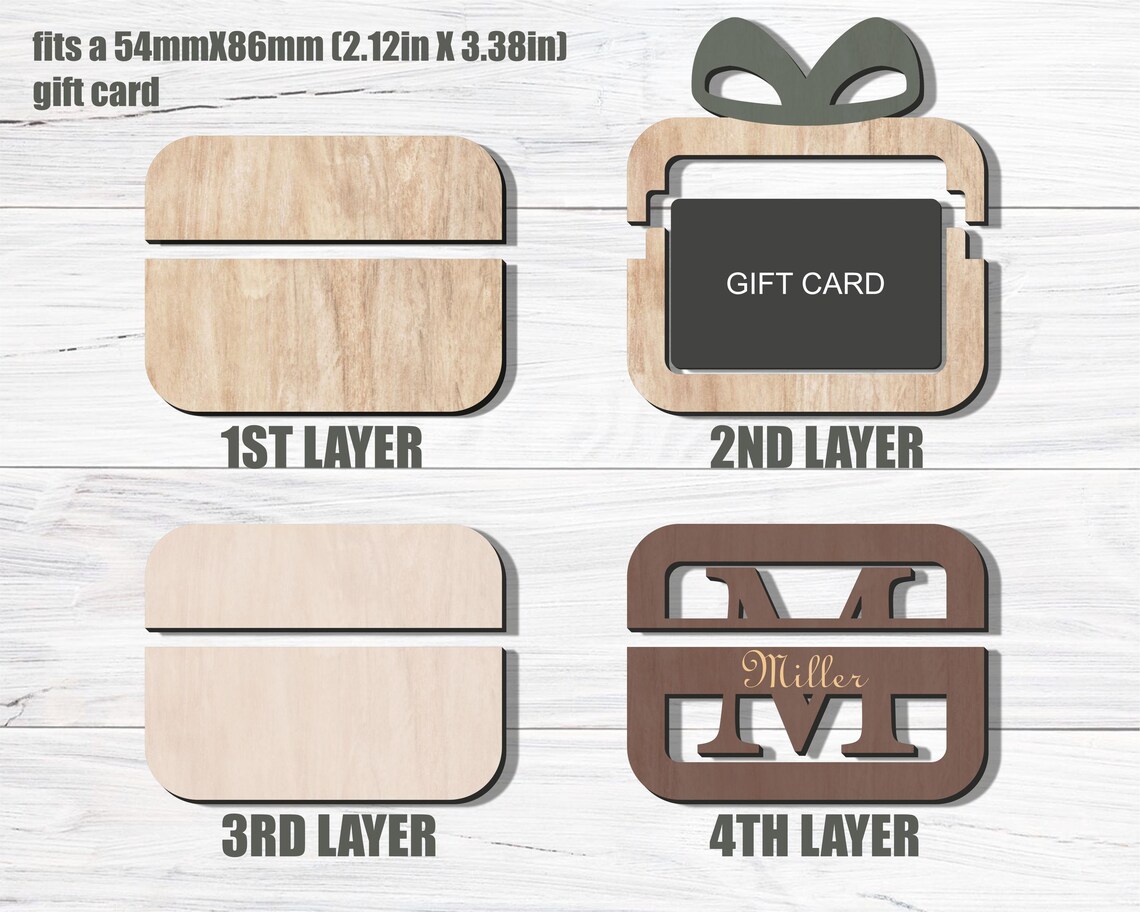 Gift Card Bundle Svg Laser Cut, Laser Cut File, Personalized Gift Card ...