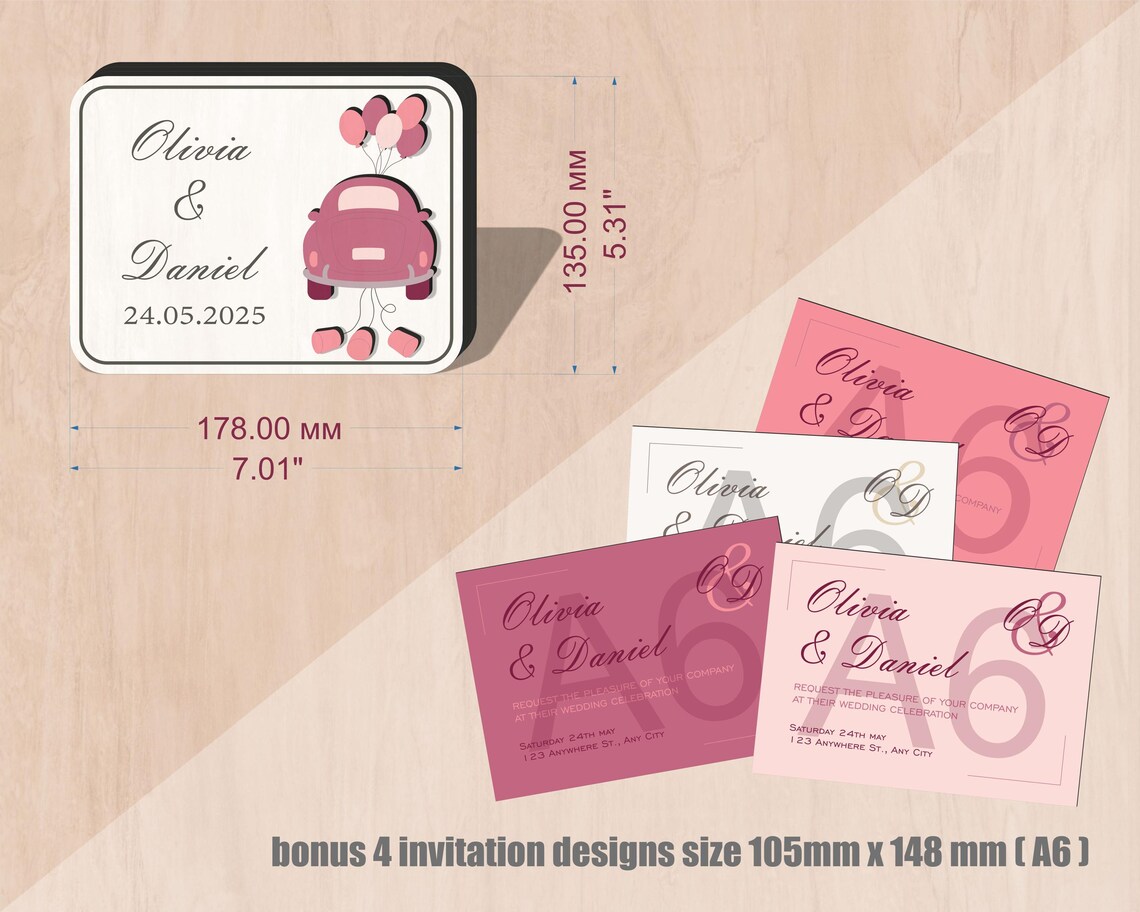 Wedding Invitation Holder SVG, A6 Laser Cut Template for Glowforge ...