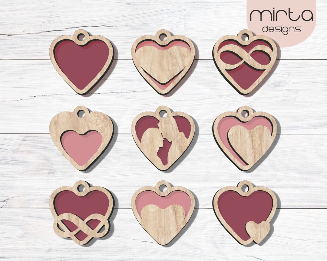 Heart Shaped Gift Tags, Valentines Day Svg, Laser Cut File, Gift Tags ...