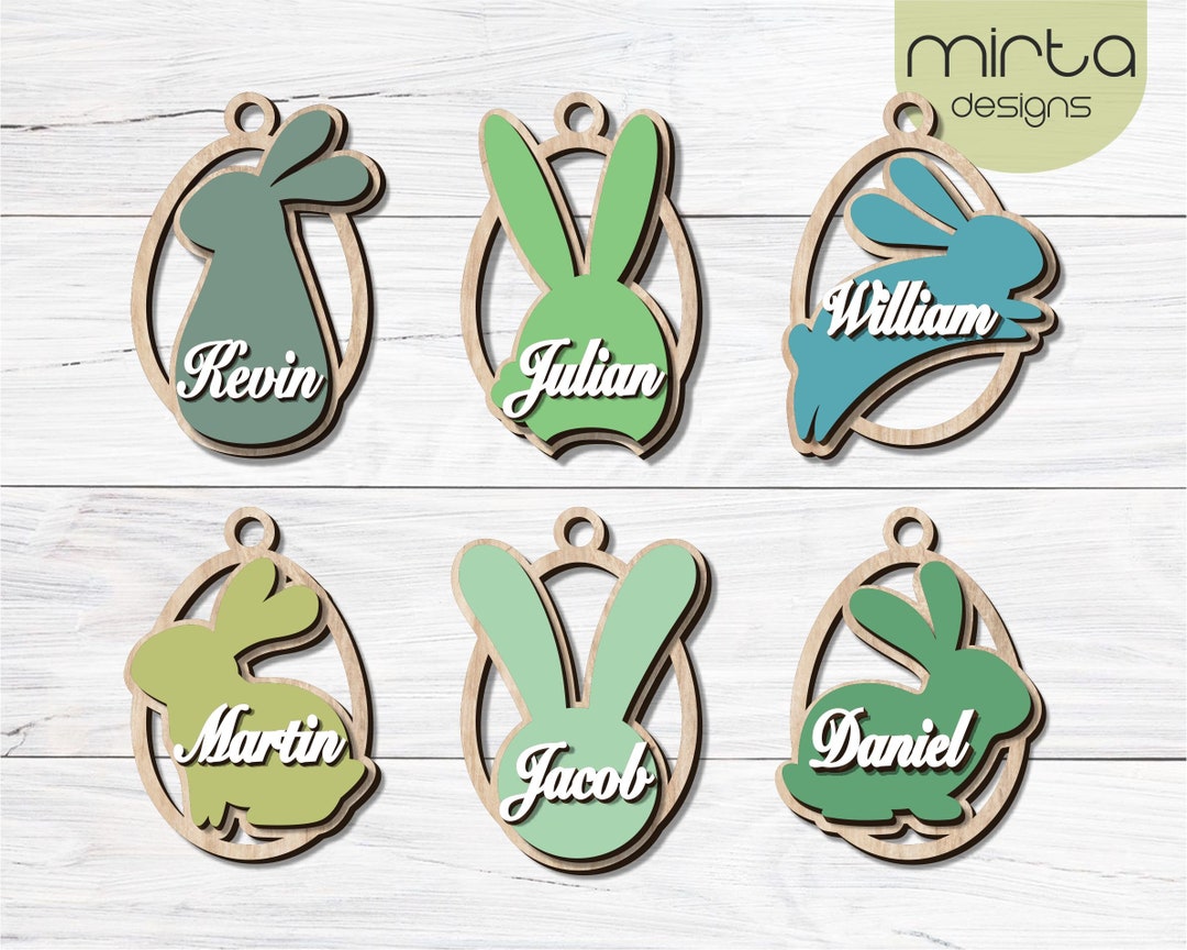 Easter Bunny Basket Tags, Laser Cut File, Custom Name Tags, Easter ...