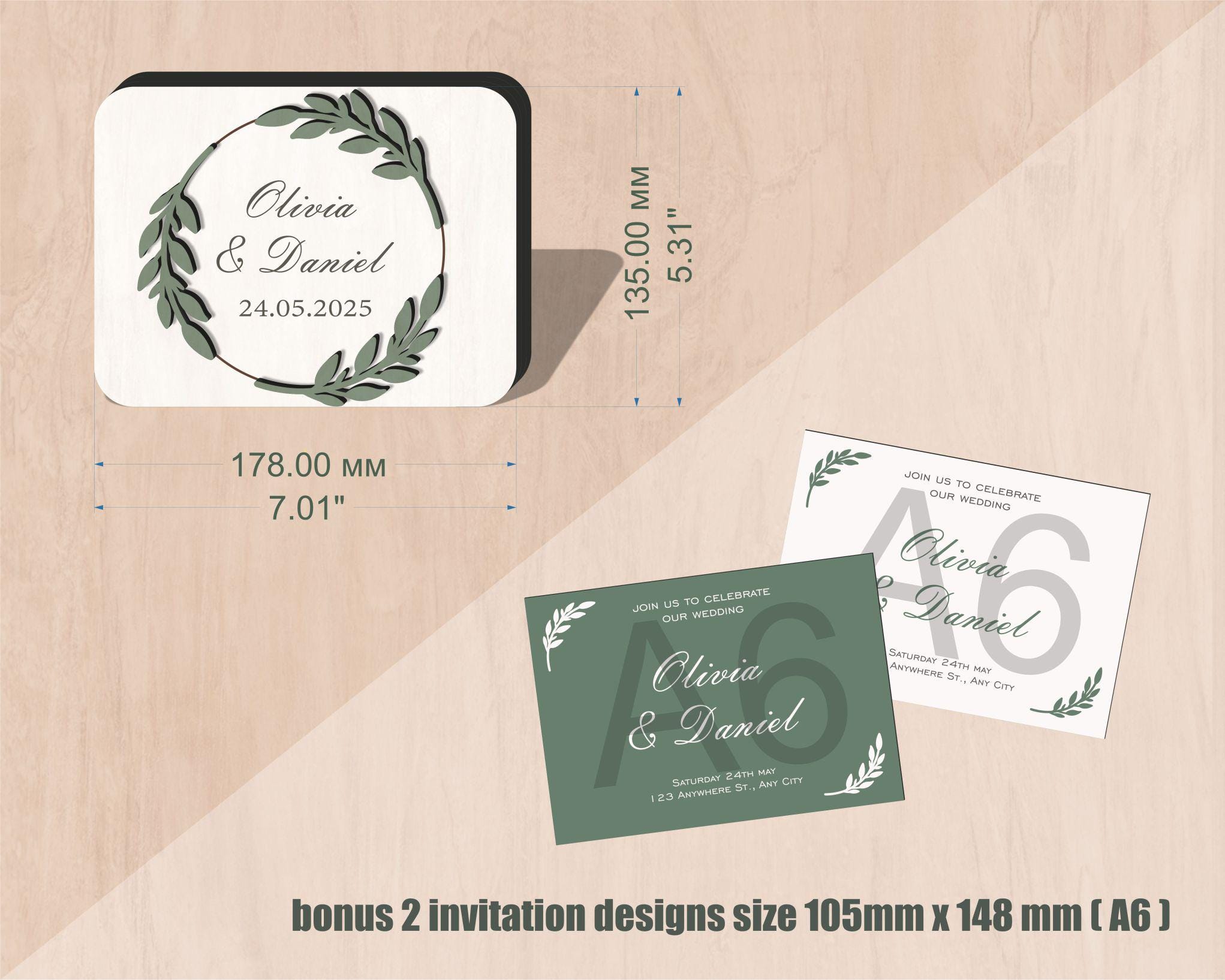 Invitation Holder Bundle Svg Laser Cut, A6 Wedding Card Pocket Template ...