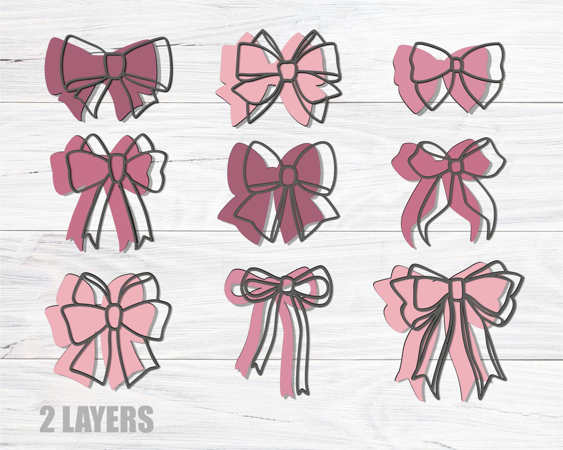 Set of 9 Bows SVG Bundle, 3D Layered Bow Laser Cut File, Bow Cut Files ...