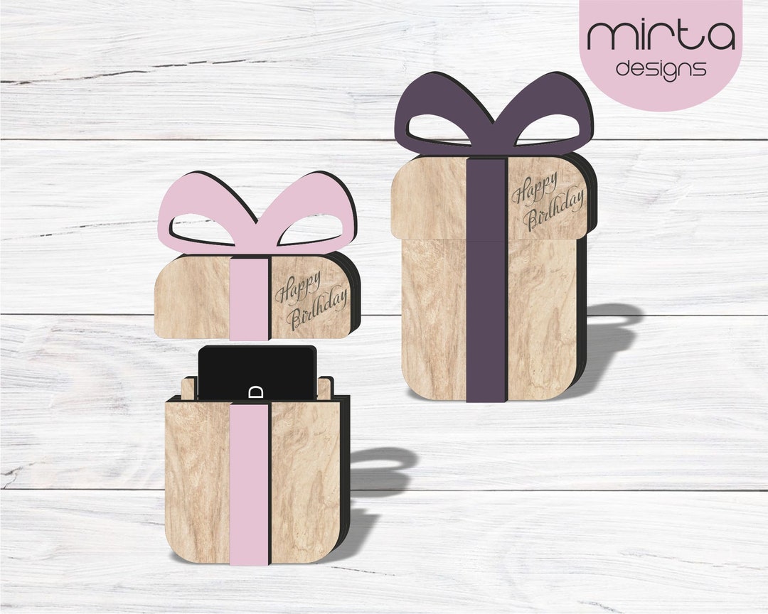 Gift Card Holder Template Svg, Laser Cut File, Gift Card Box Svg, Happy ...