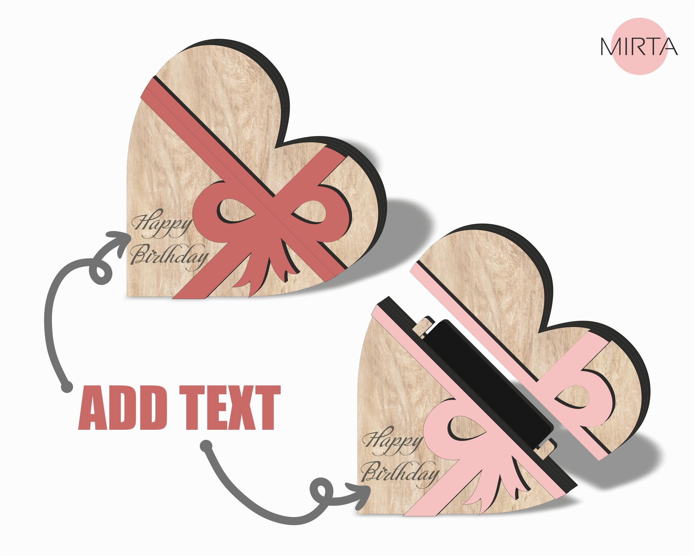 Heart Gift Card Holder Svg Laser Cut File Gift Card Box Svg - Etsy