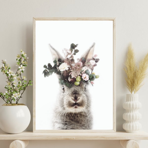 Rabbit and Crown - Etsy