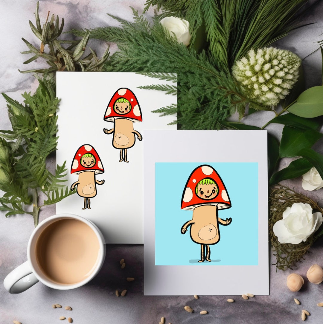 Mushroom Kids Clipart, Hipster Avatar PNG Clipart Animal, Retro ...