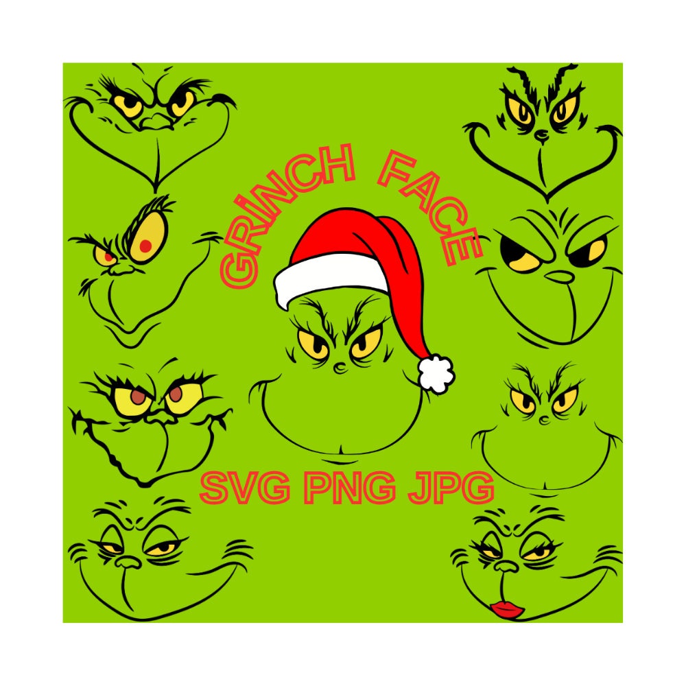 Grinch Face Svg Ornaments, Grinch Face Png, Cute Christmas Family Svg ...