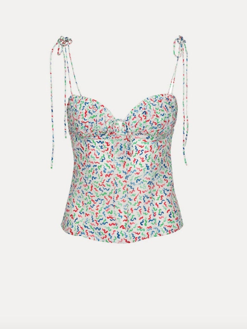 Realisation Par "ana" - Bustier Top in Print White Squiggle - Etsy