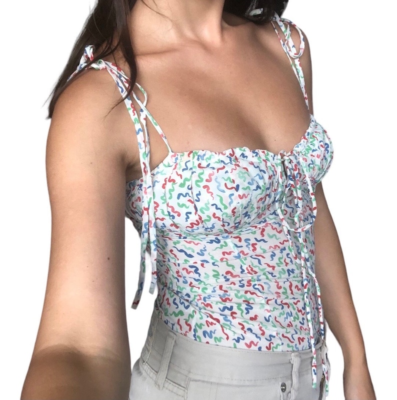 Realisation Par "ana" - Bustier Top in Print White Squiggle - Etsy