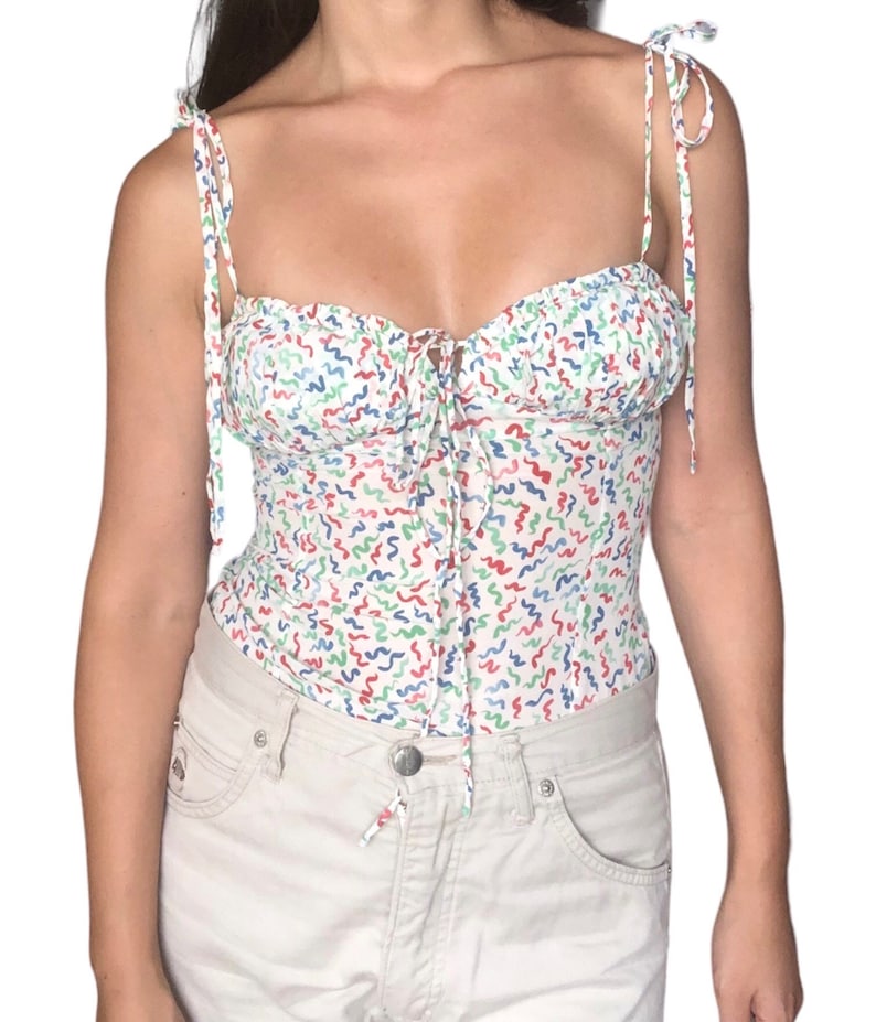 Realisation Par "ana" - Bustier Top in Print White Squiggle - Etsy