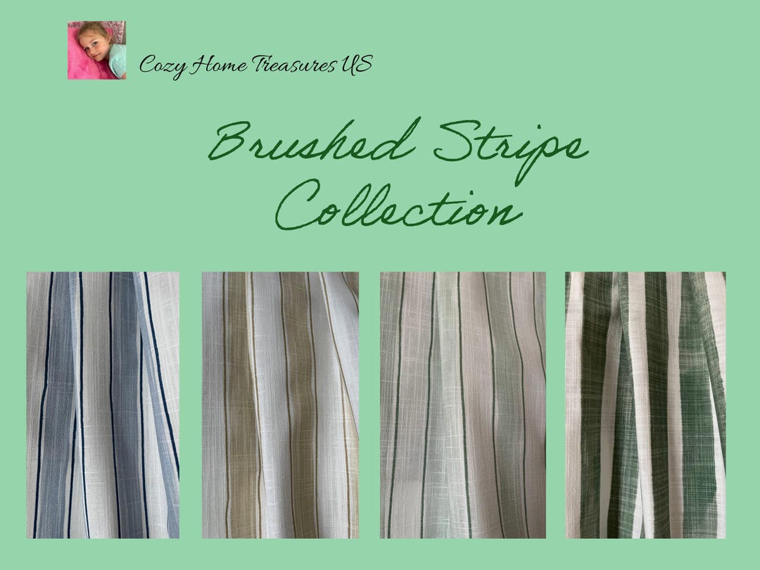 Brushed Stripe Cotton Curtain Panels, Linen Look - Custom Length - Etsy