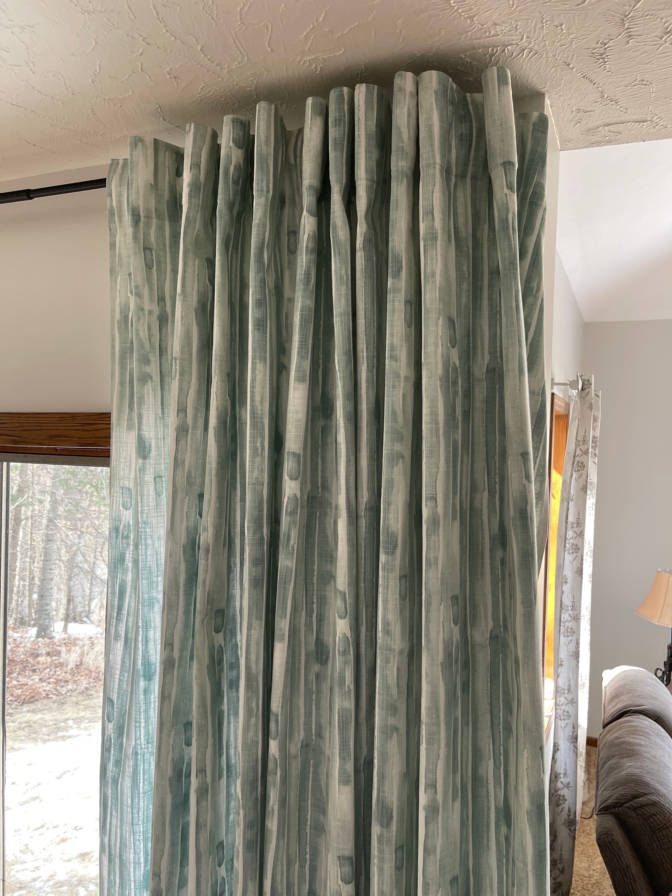 Modern Wave Teal Back Tab Curtains Made to Order in Any Size. Matching ...