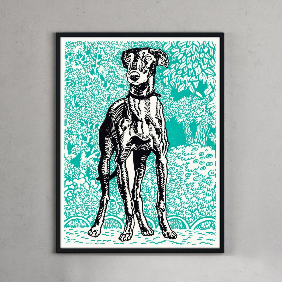 Moriz Jung Print Greyhound Poster, Dog Lovers Wall Art, Animal Print ...