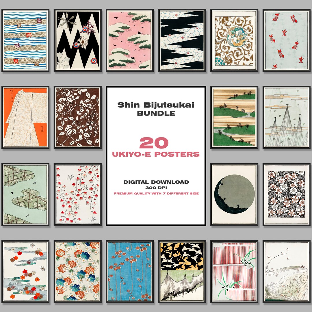 Ukiyo-e Digital Print Wall Art Bundle / Shin Bıjutsukai / Print Home ...