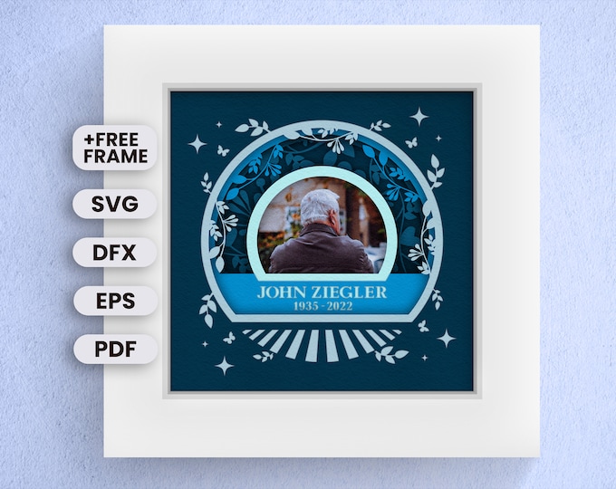 3D Memorial Shadow Box SVG, Customizable Memorial Gift, Memorial Poem ...