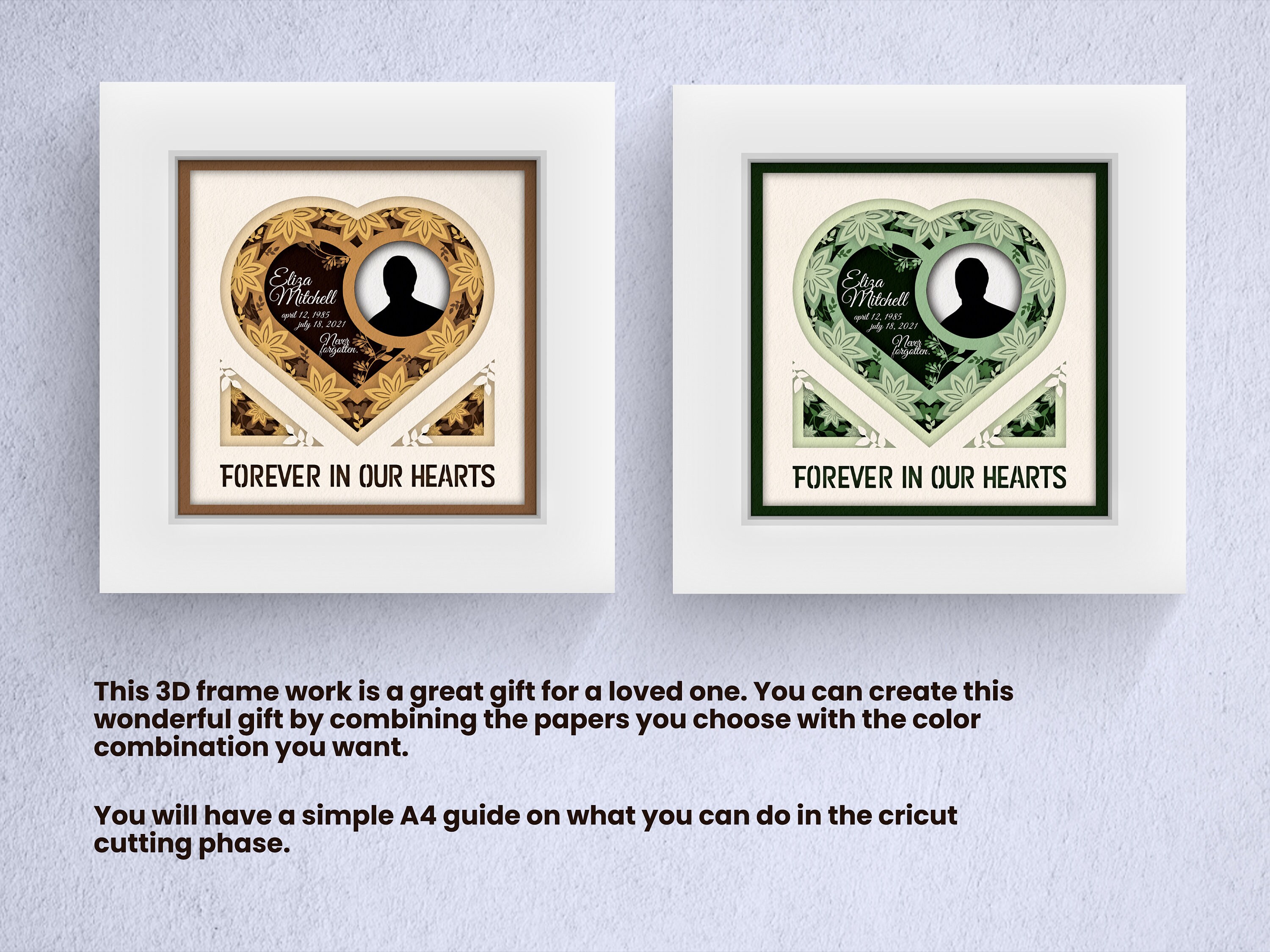 Customizable 3D Memorial Shadow Box SVG for Cricut Custom - Etsy UK