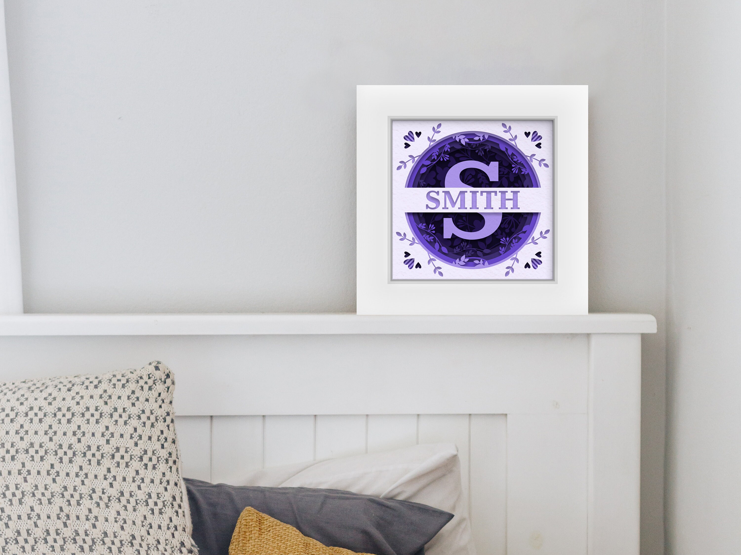 3D Split Monogram A-Z Shadow Box, Custom Name, Split Monogram SVG ...