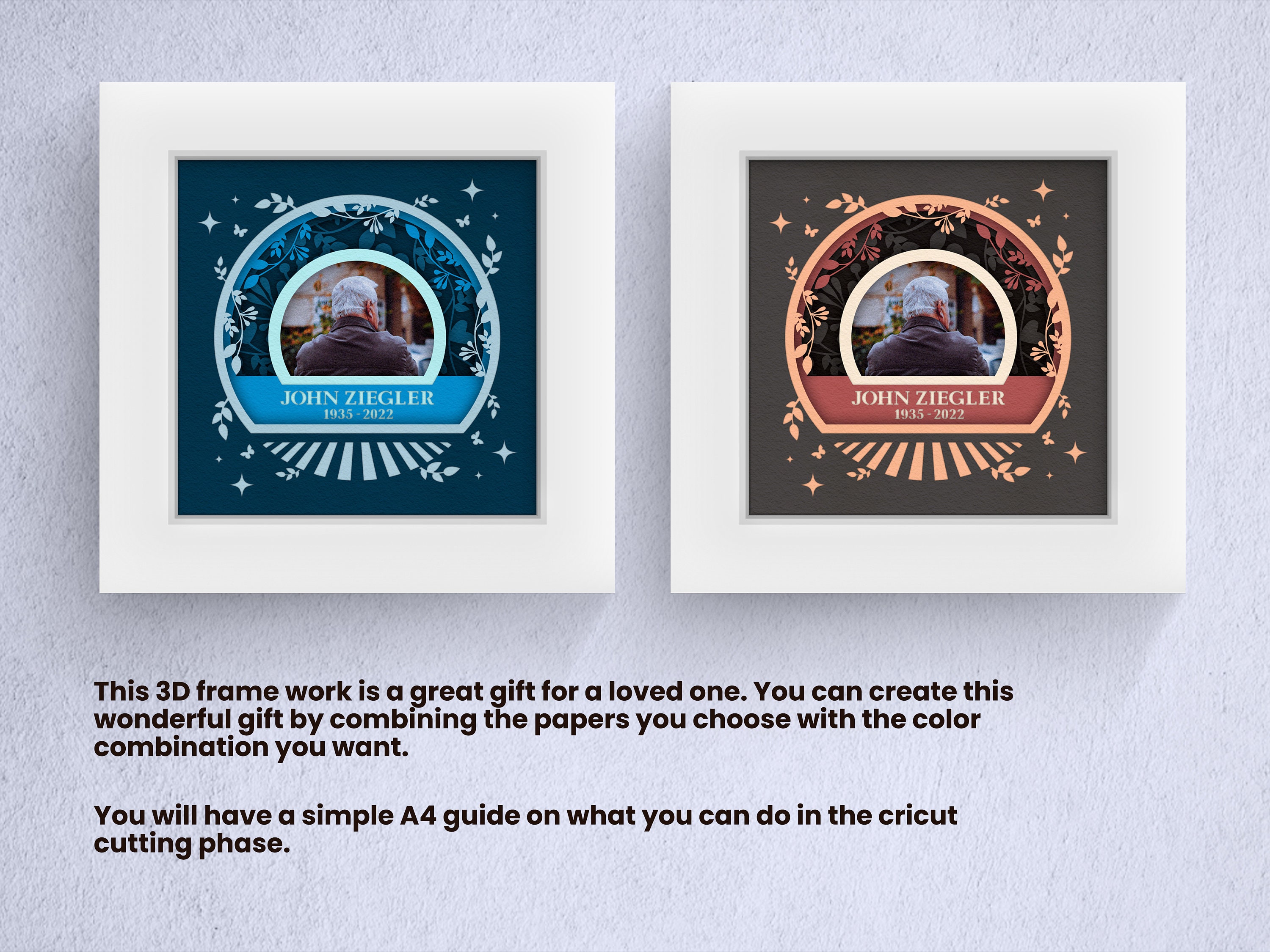 3D Memorial Shadow Box SVG, Customizable Memorial Gift, Memorial Poem ...