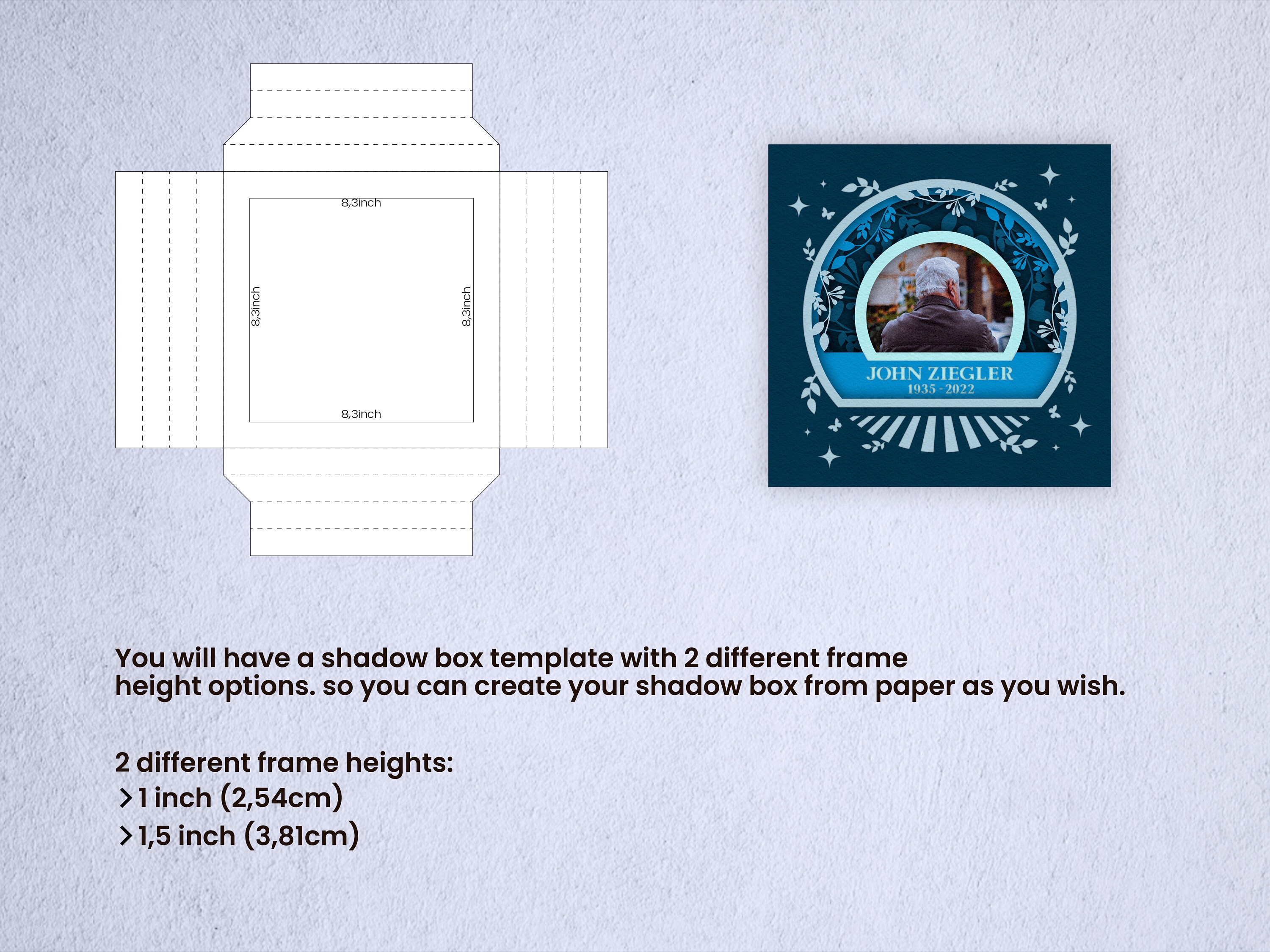 3D Memorial Shadow Box SVG, Customizable Memorial Gift, Memorial Poem ...