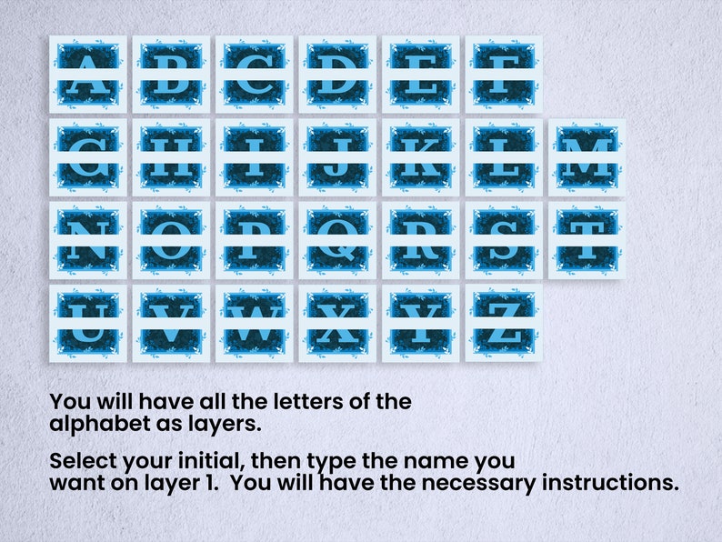 3D Split Monogram A-Z Shadow Box, Custom Name, Split Monogram SVG ...