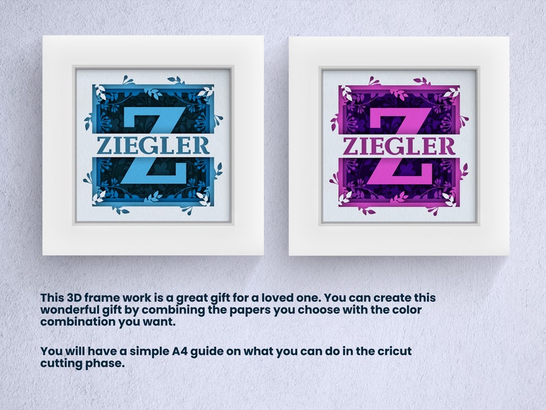 3D Split Monogram A-Z Shadow Box, Custom Name, Split Monogram SVG ...