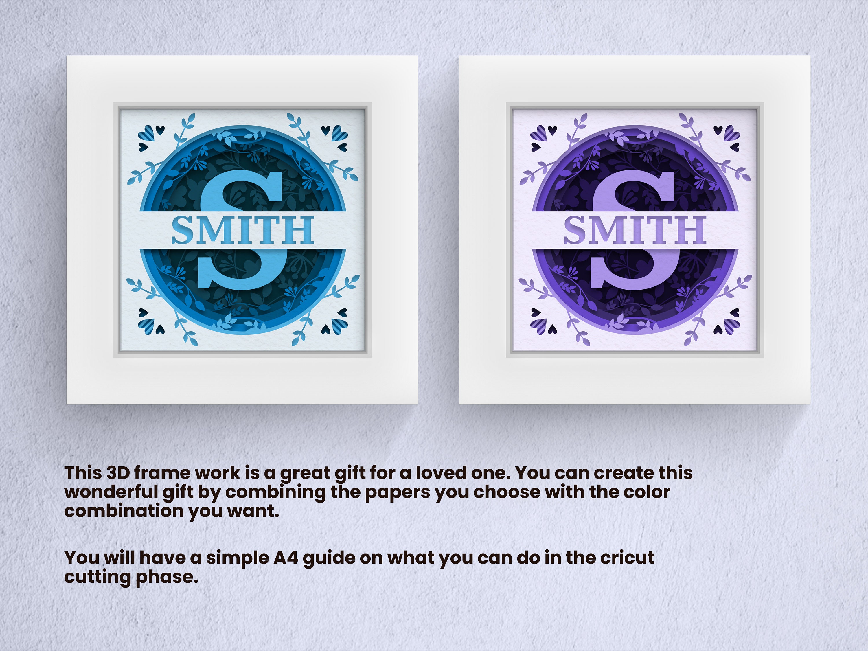 3D Split Monogram A-Z Shadow Box, Custom Name, Split Monogram SVG ...