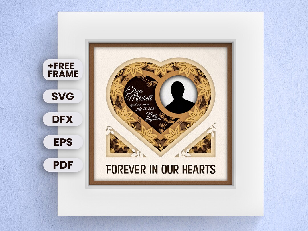 Customizable 3D Memorial Shadow Box SVG for Cricut, Custom Memorial ...