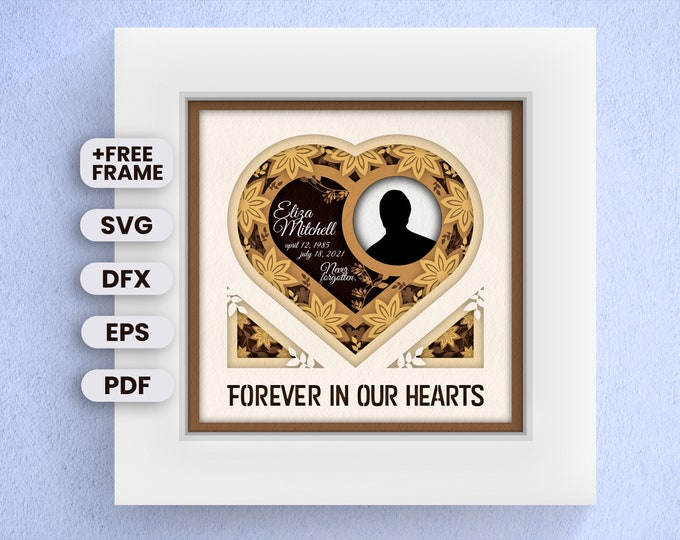 Customizable 3D Memorial Shadow Box SVG for Cricut, Custom Memorial ...