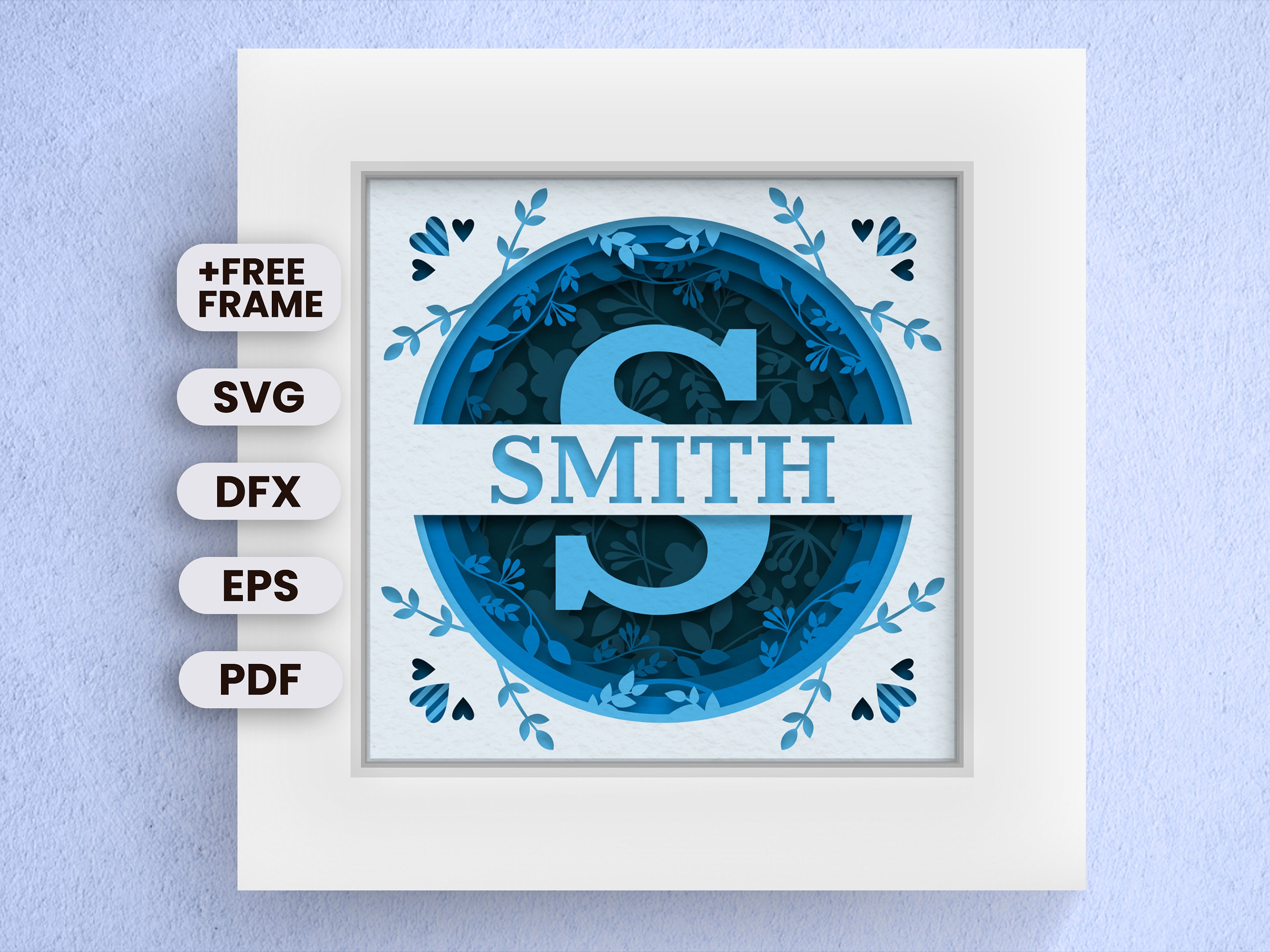 3D Split Monogram A-Z Shadow Box, Custom Name, Split Monogram SVG ...