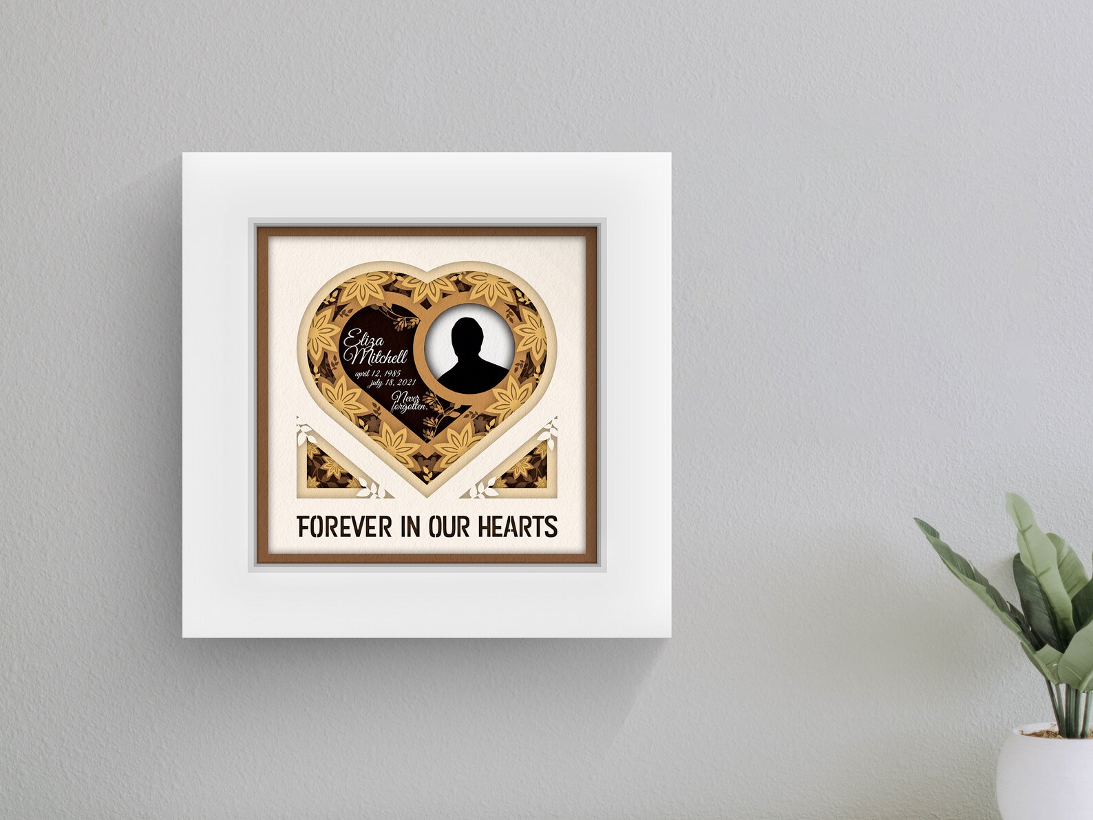 Customizable 3D Memorial Shadow Box SVG for Cricut, Custom Memorial ...