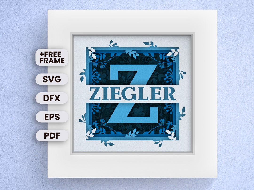 3D Split Monogram A-Z Shadow Box, Custom Name, Split Monogram SVG ...
