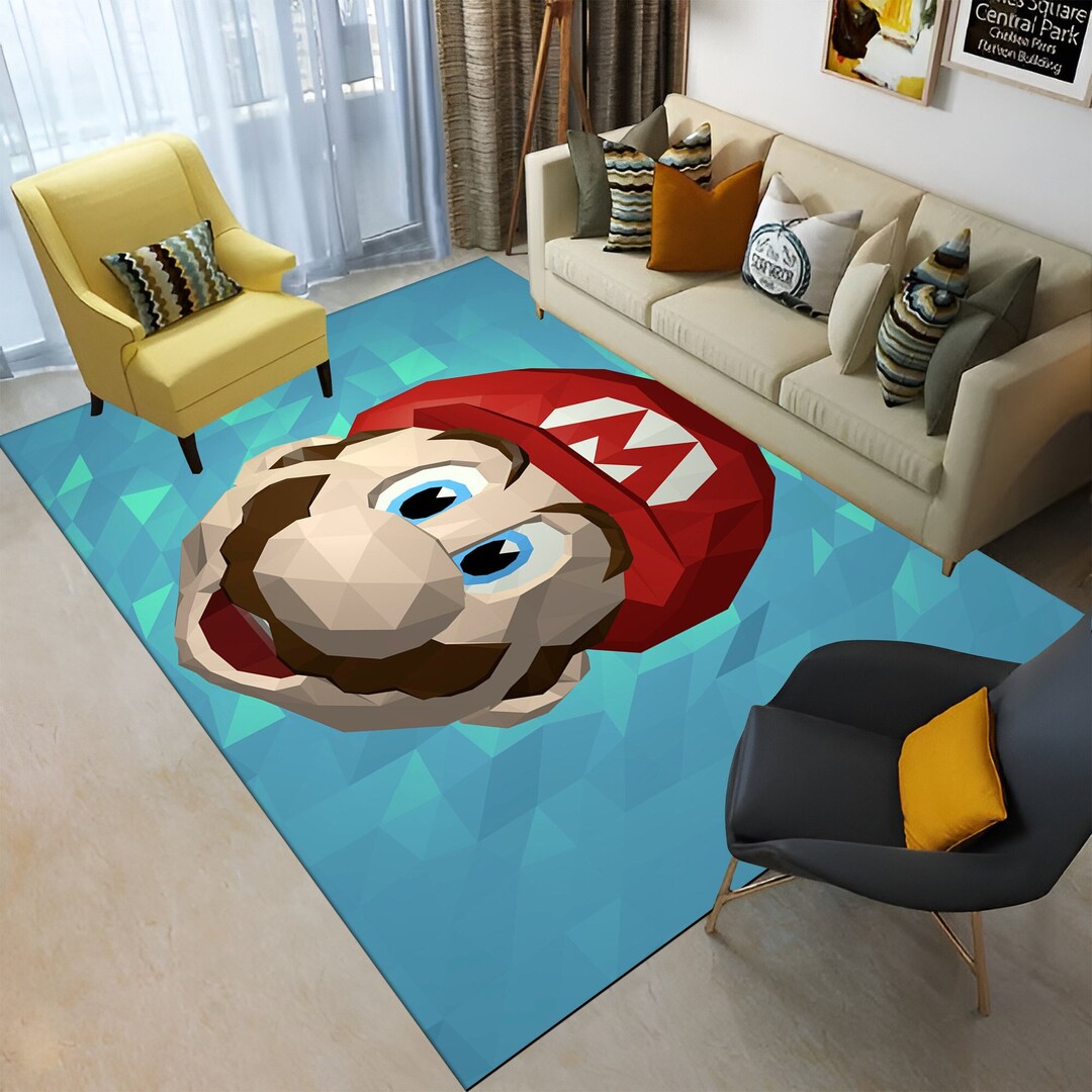 Mario Poly Rug675 Blue Super Mario Superhero Fantastic Rug - Etsy UK