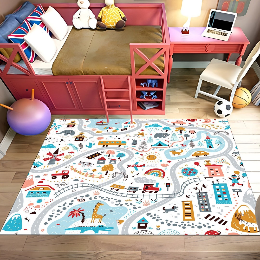 City Road Map Rug 2146 Play Room Carpet Activity Matnursery - Etsy