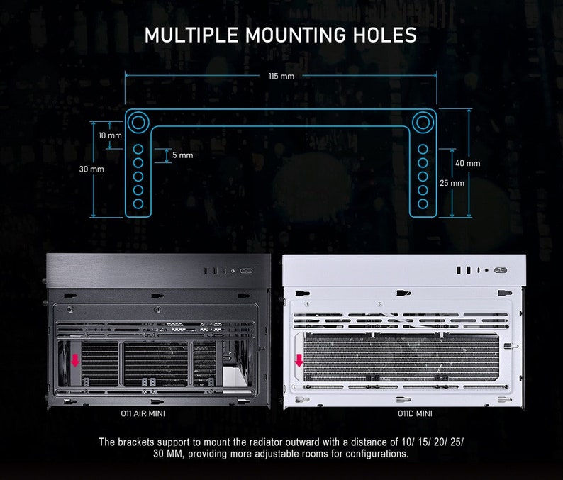 LIAN LI RB-001 Radiator Offset Mounting Bracket Black 011D Mini & 011 ...