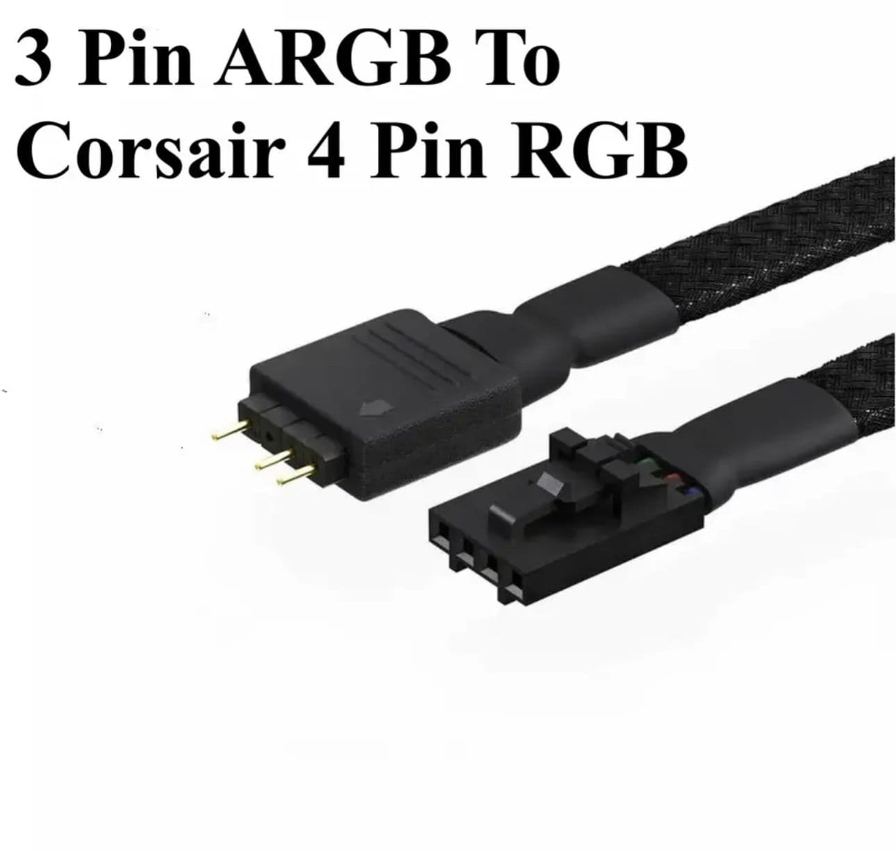 ARGB 3-pin to Corsair 4-pin RGB Adapter Cable - 23" Black Sleeved - Etsy