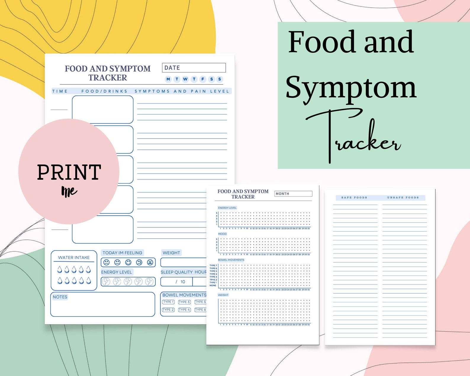 Food and Symptom Tracker | Printable | Celiac, IBS Diary, Allergies ...