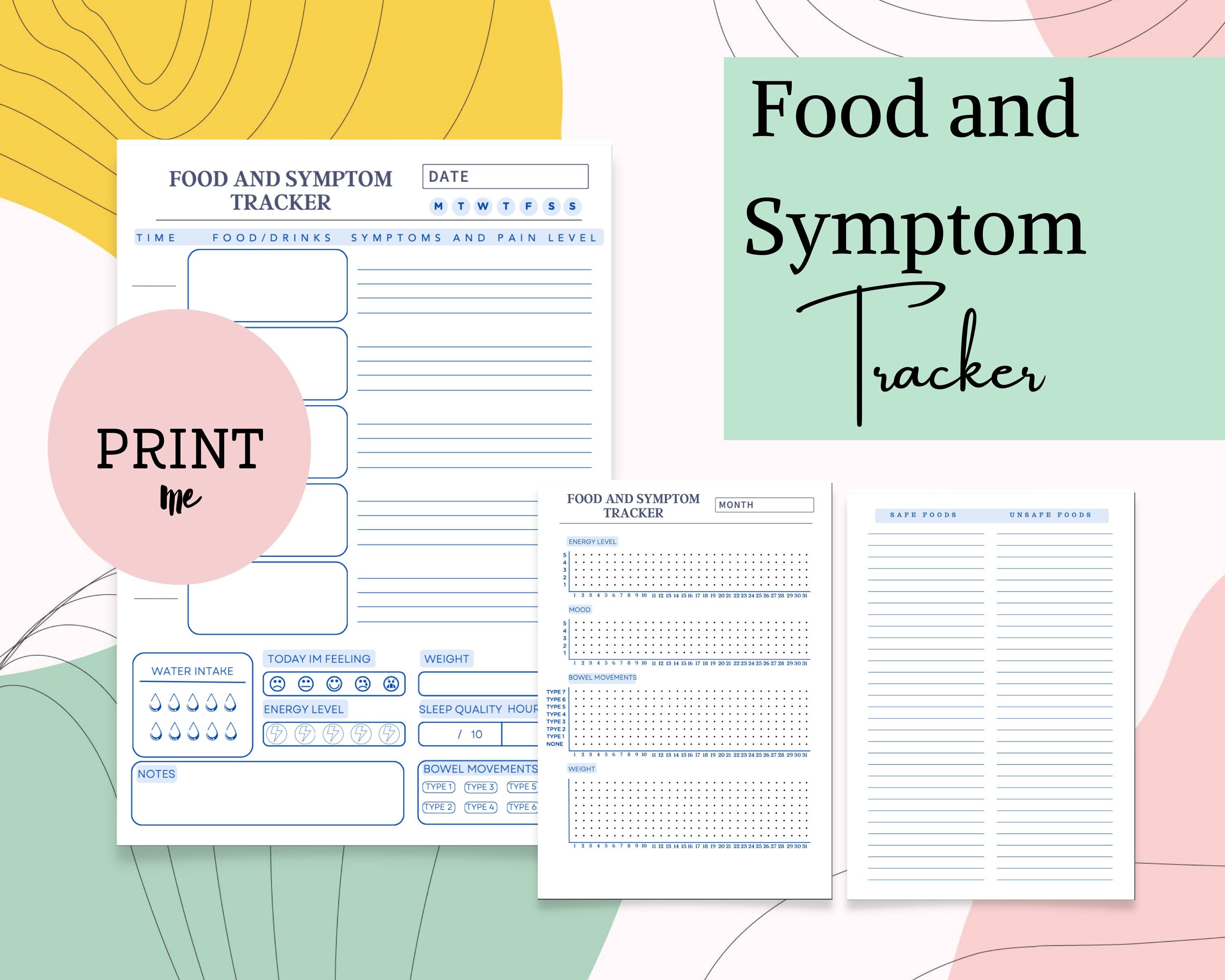Food and Symptom Tracker | Printable | Celiac, IBS Diary, Allergies ...
