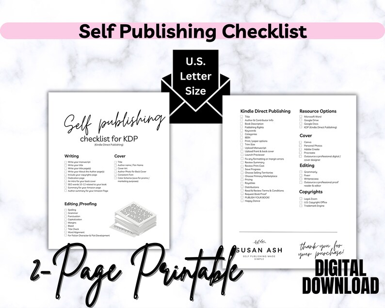 Self Publishing Checklist Exclusive Checklist to Learn How to Self ...