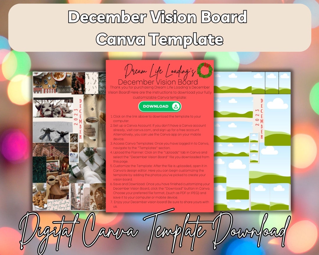 Customizable December Vision Board Canva Template Comprehensive ...