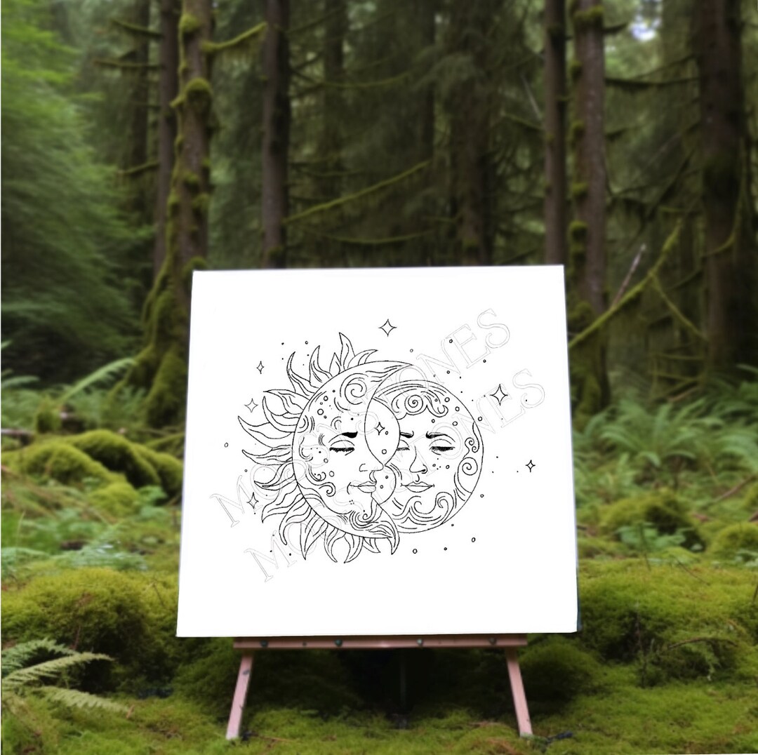 Sun and Moon Tattoo Design, Hippie Inspired Design, Cute Sun and Moon ...