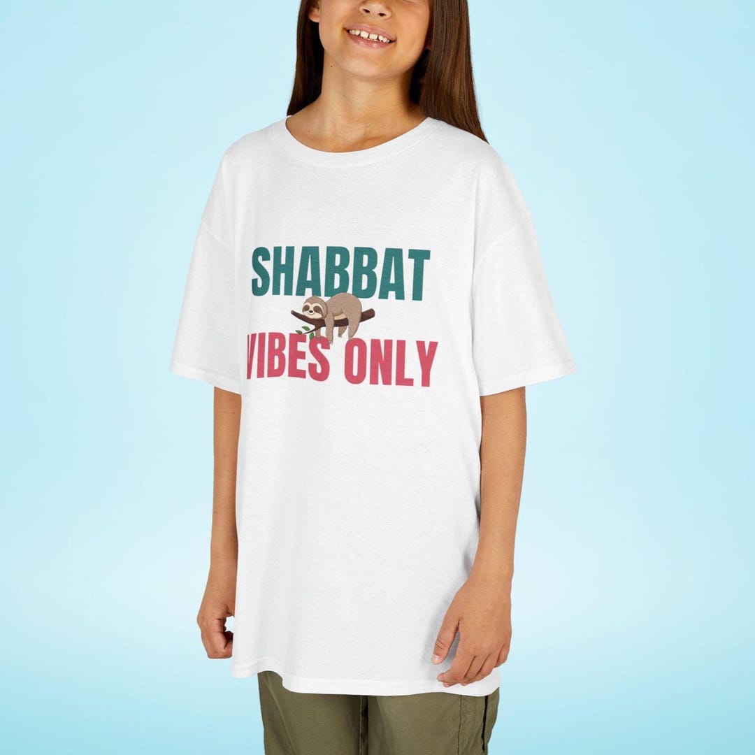 Shabbat Vibes Only Kids Shirt Jewish Tee for Children Cute Shabbat ...