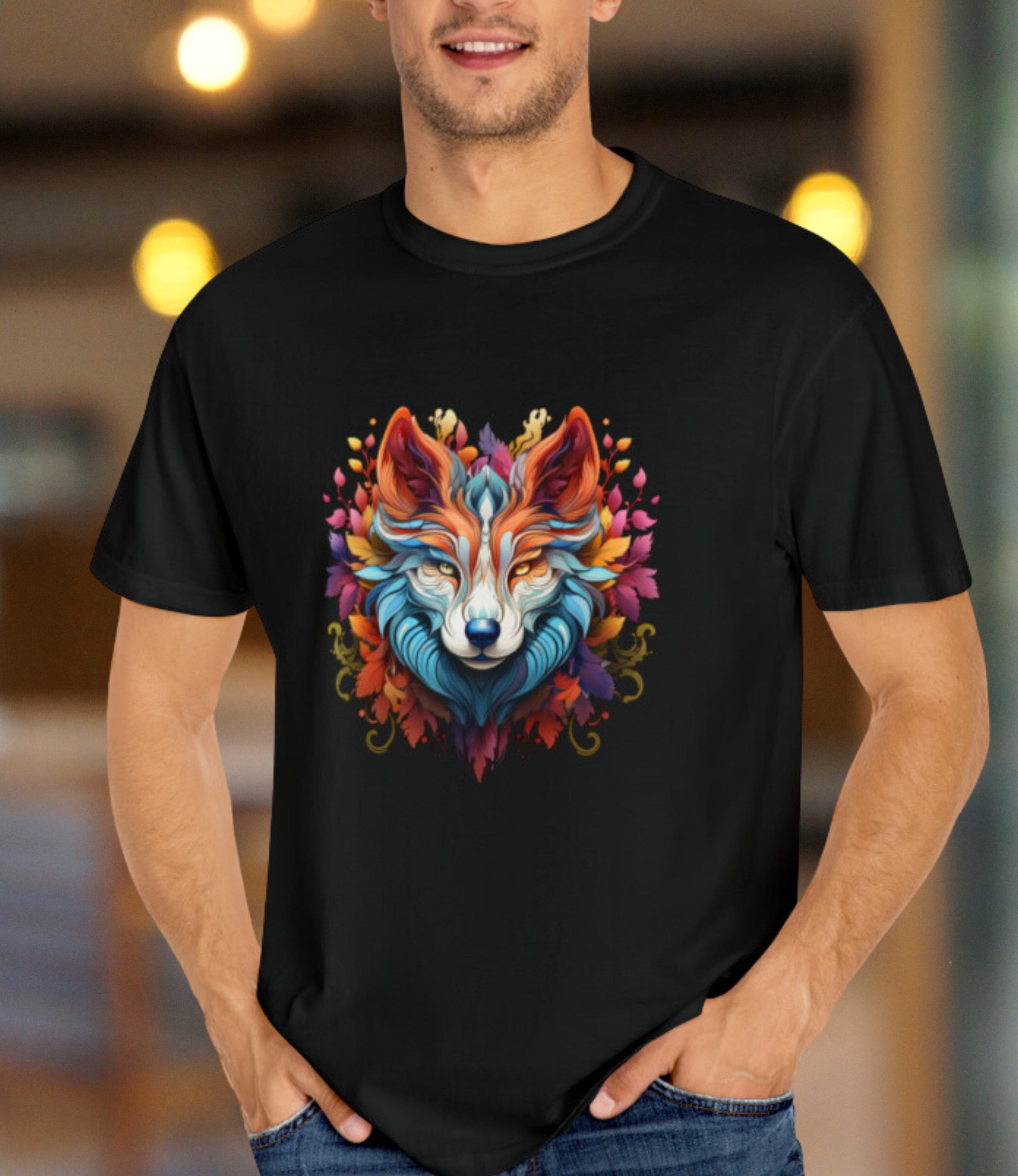 Wolf T-shirt, Spiritual Animal Shirt. Colorful Graphic Wolve Shirt ...