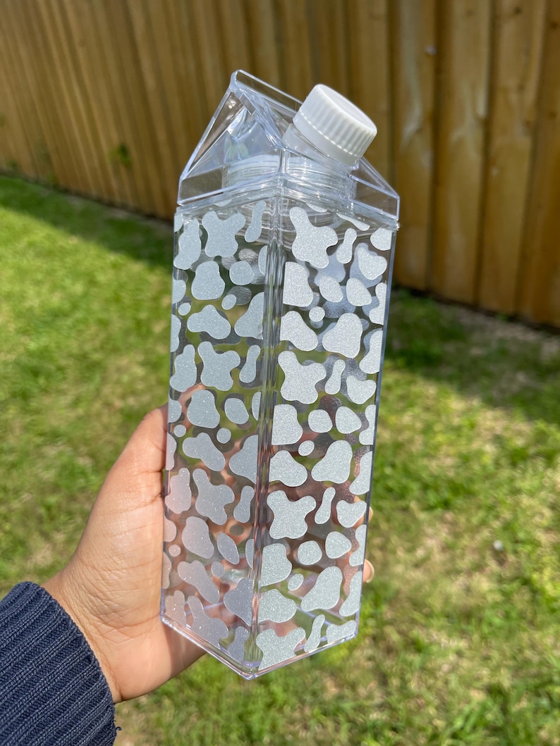 Milk Carton Water Bottle Drink Cute Cup Reusable Plastic Tumbler Gift ...