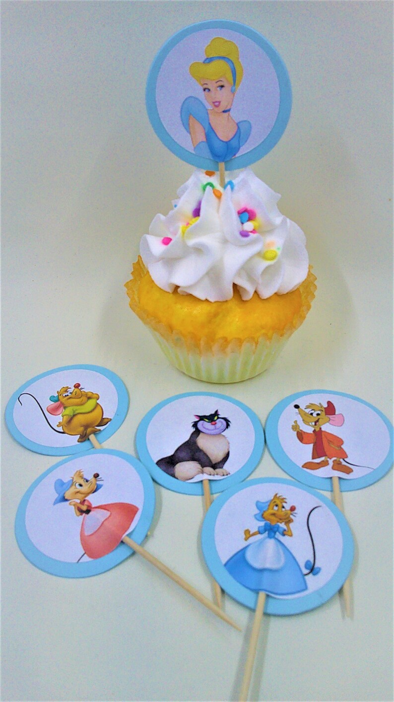 Cinderella Themed Cupcake Toppers, Cinderella Cupcake Toppers, Disney ...