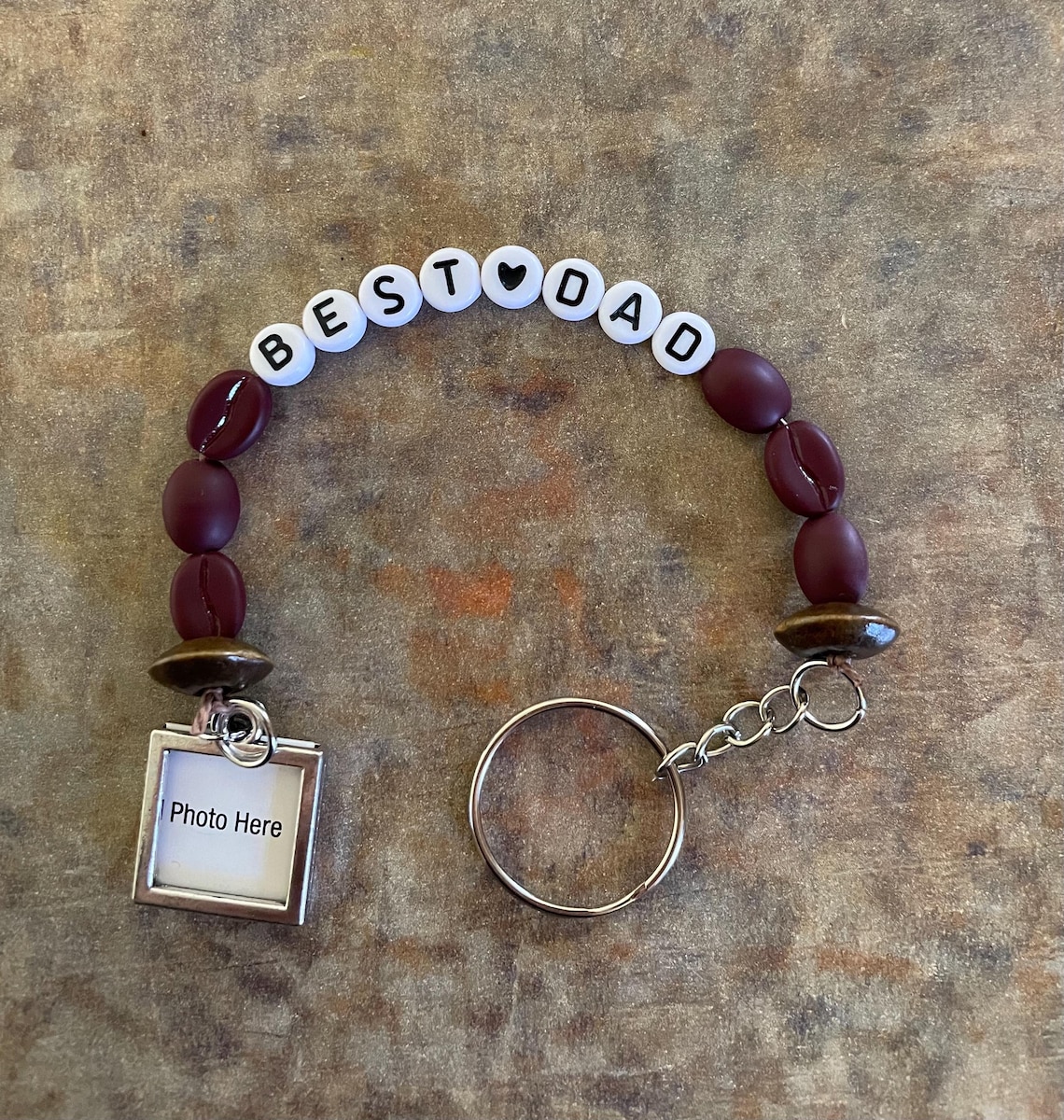 Father's Day Handmade Coffee Bean Photo Locket Keychain. Matte Coffee ...