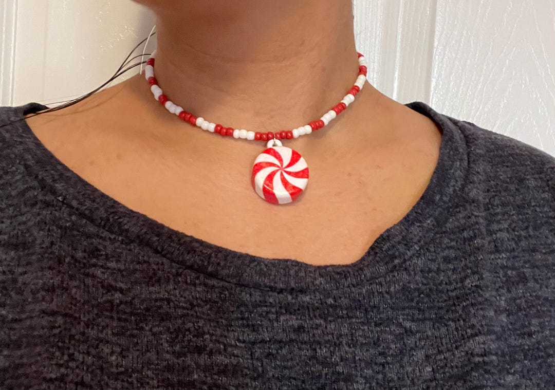 Glitter Sparkling Peppermint Candy Hand-beaded Choker. Perfect for ...