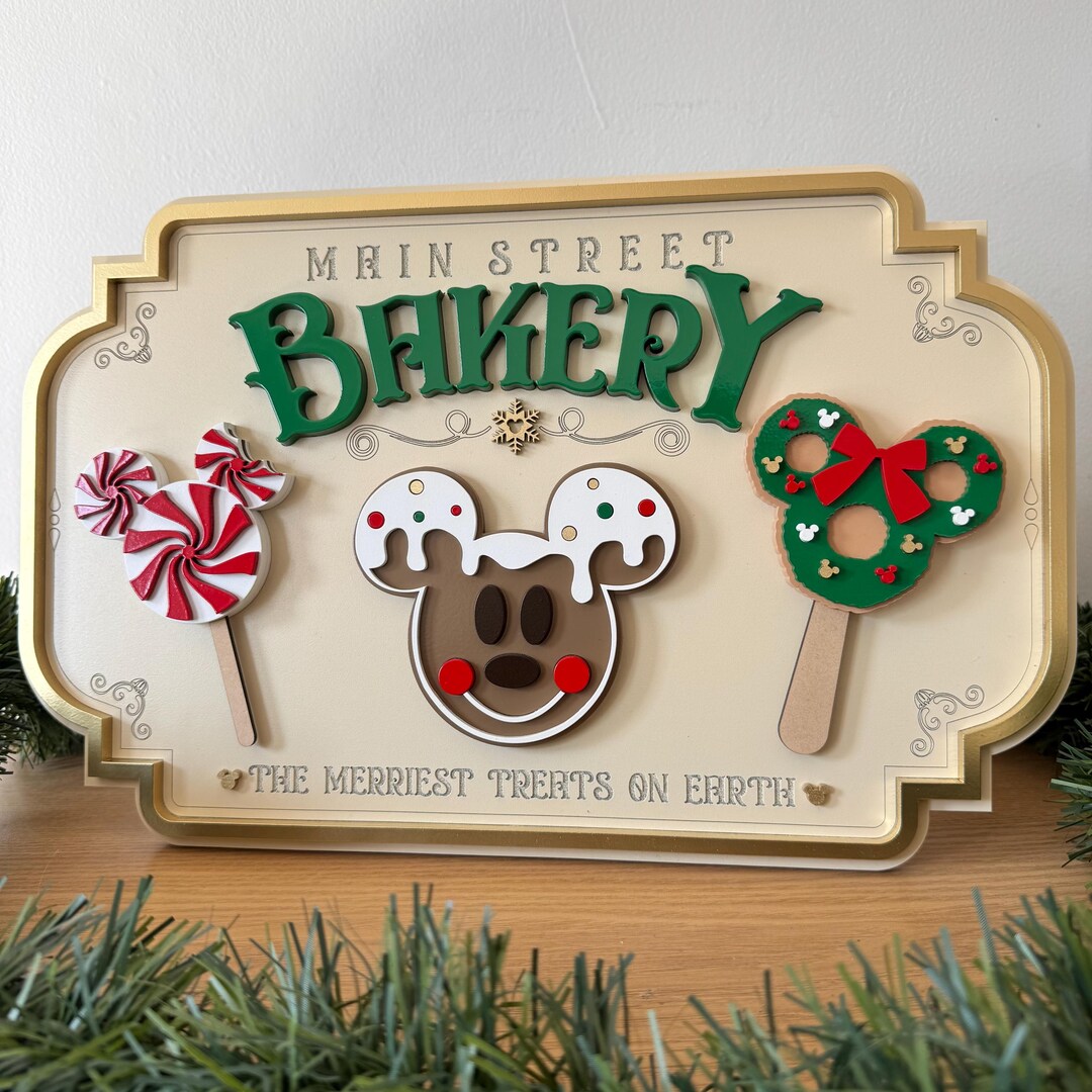 Main Street Bakery Sign | Disney Christmas Treats | Mickey Gingerbread ...