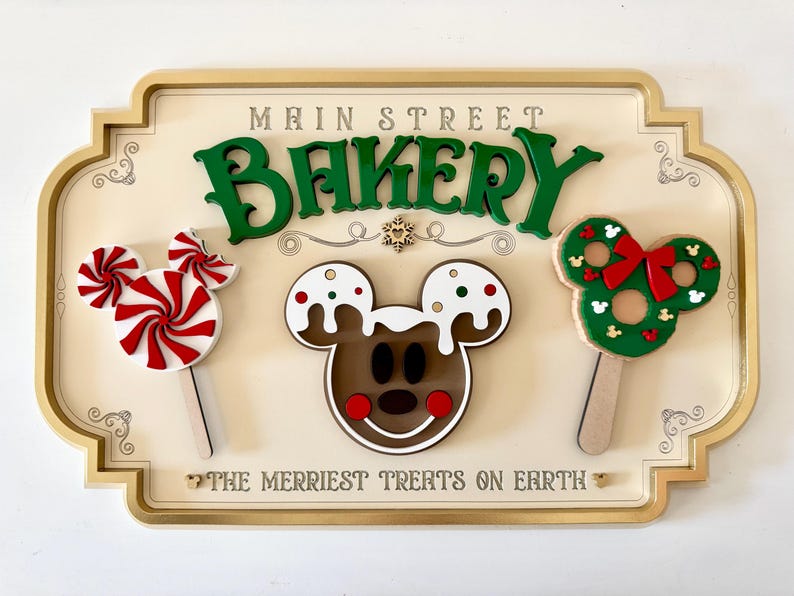 Main Street Bakery Sign | Disney Christmas Treats | Mickey Gingerbread ...