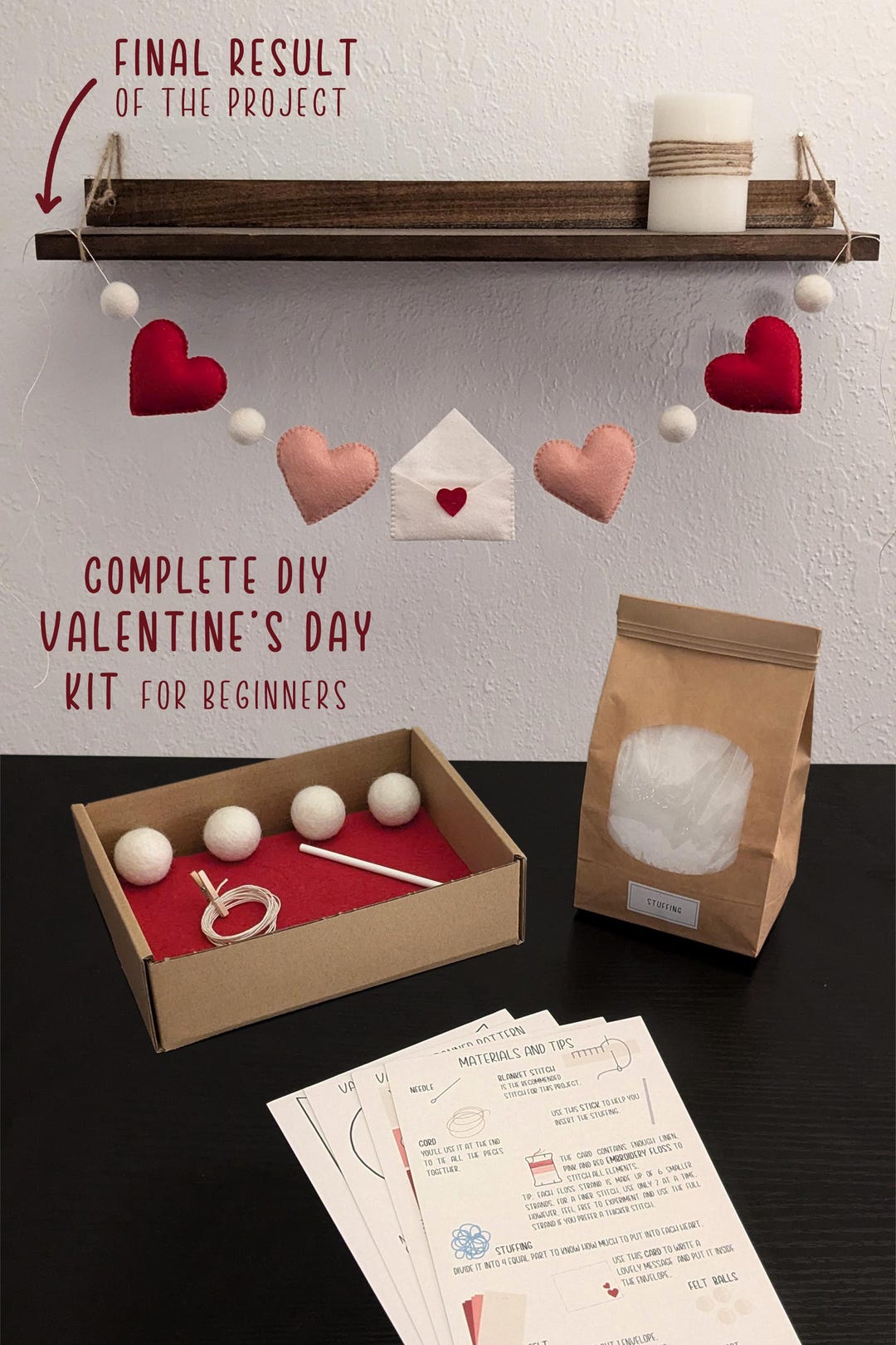 DIY Kit Valentine's Day Banner, Heart Banner DIY Kit, Make Your Own ...